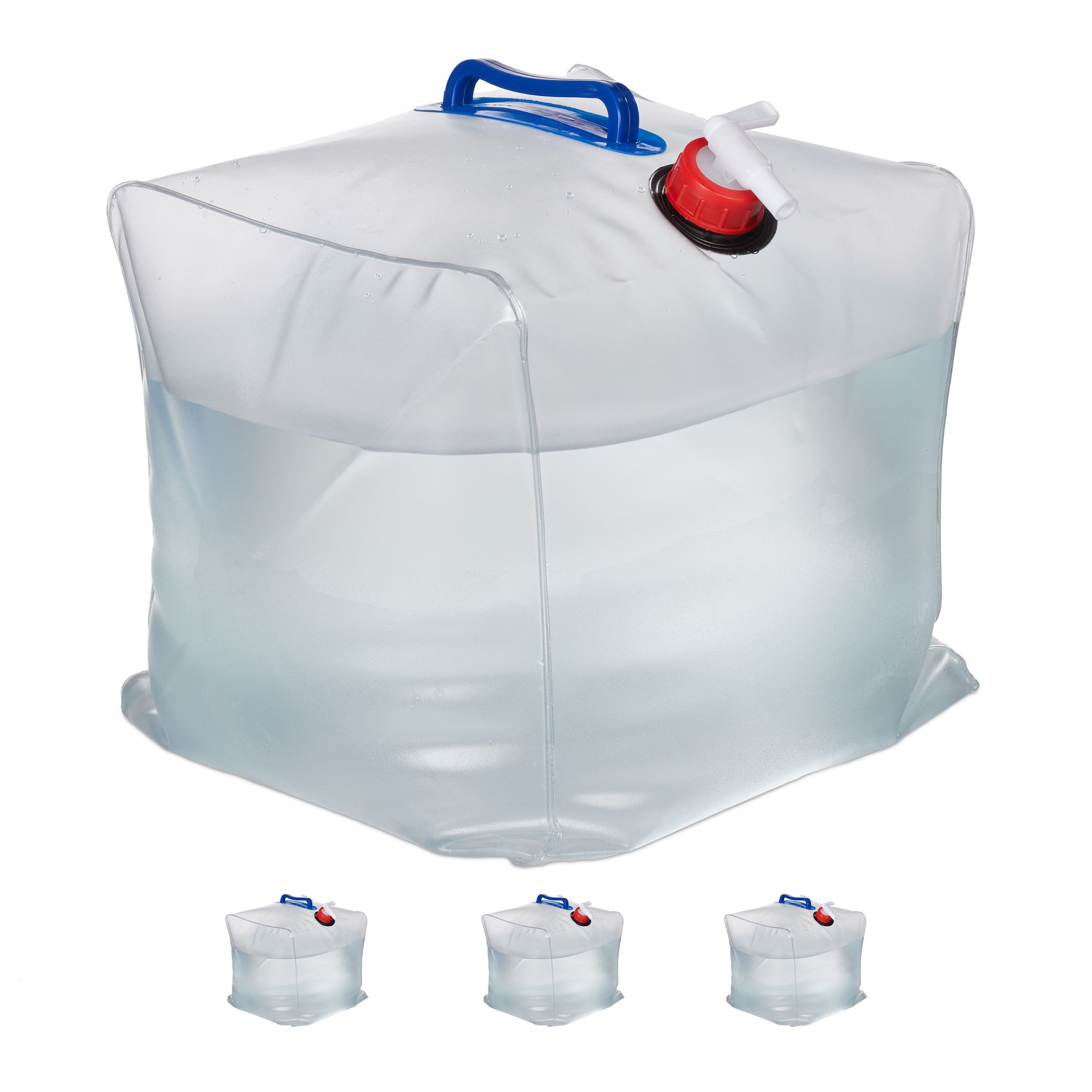 Relaxdays Bidons d’eau en lot de 8, 20 L, pliant, robinet, poignées ...