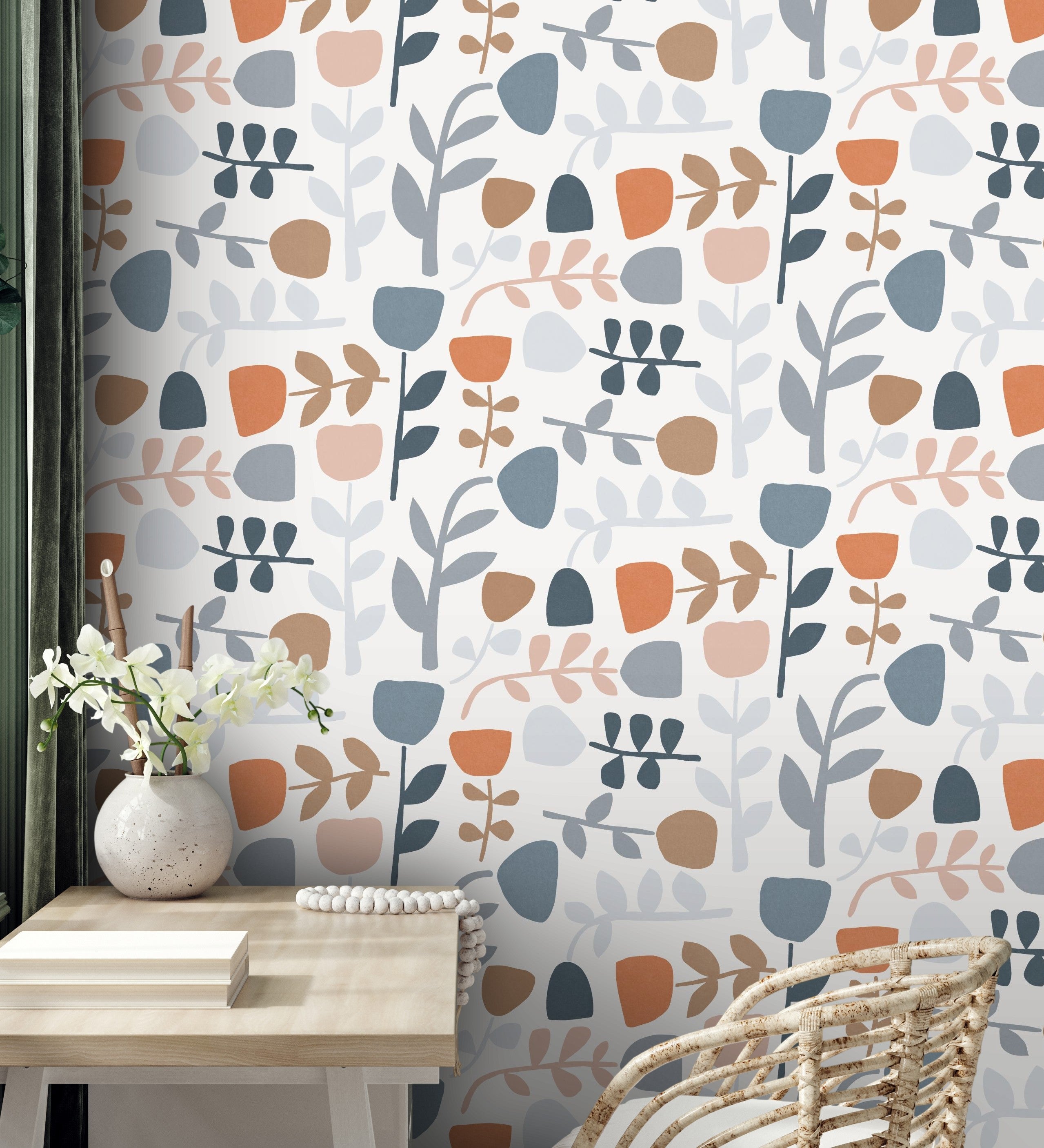 Papier peint vinyle fleurs style minimaliste - Eliza Spring 682072 de ...