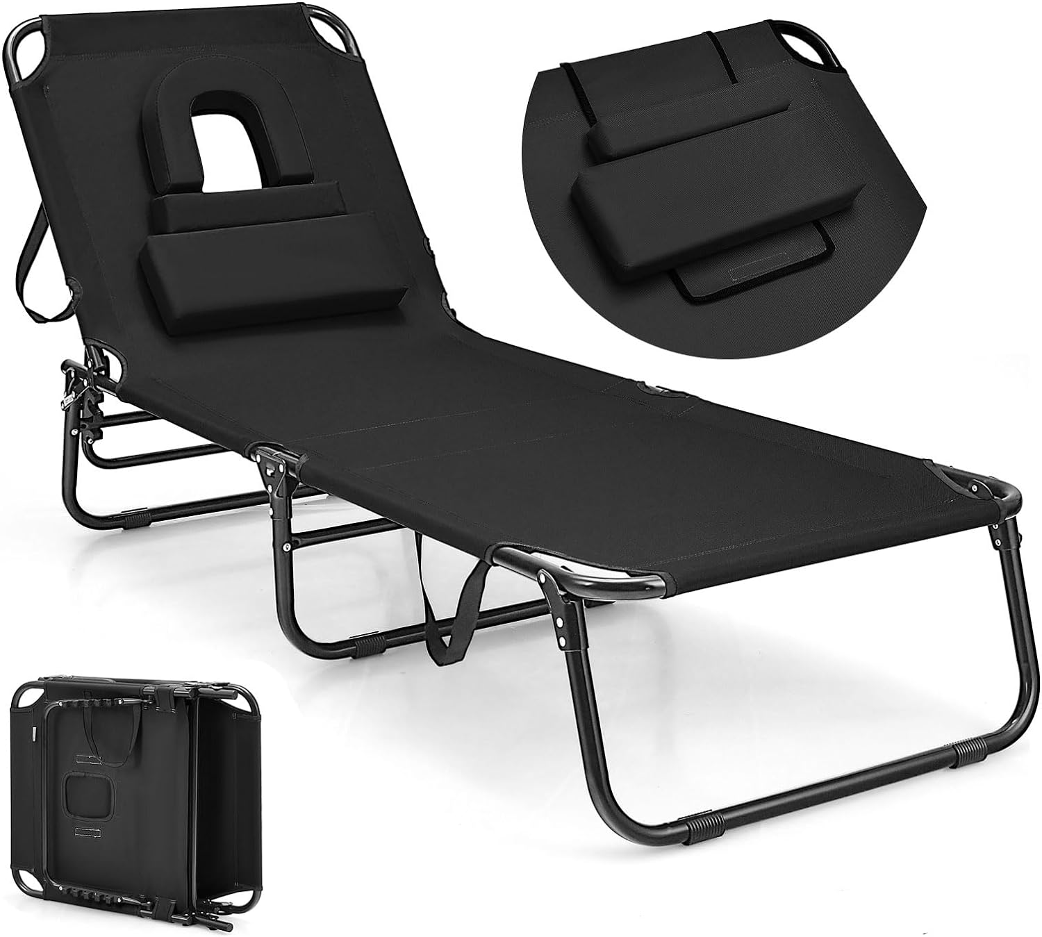 Transat Jardin Extérieur/Chaise Longue Pliante Réglable en 5 Positions ...
