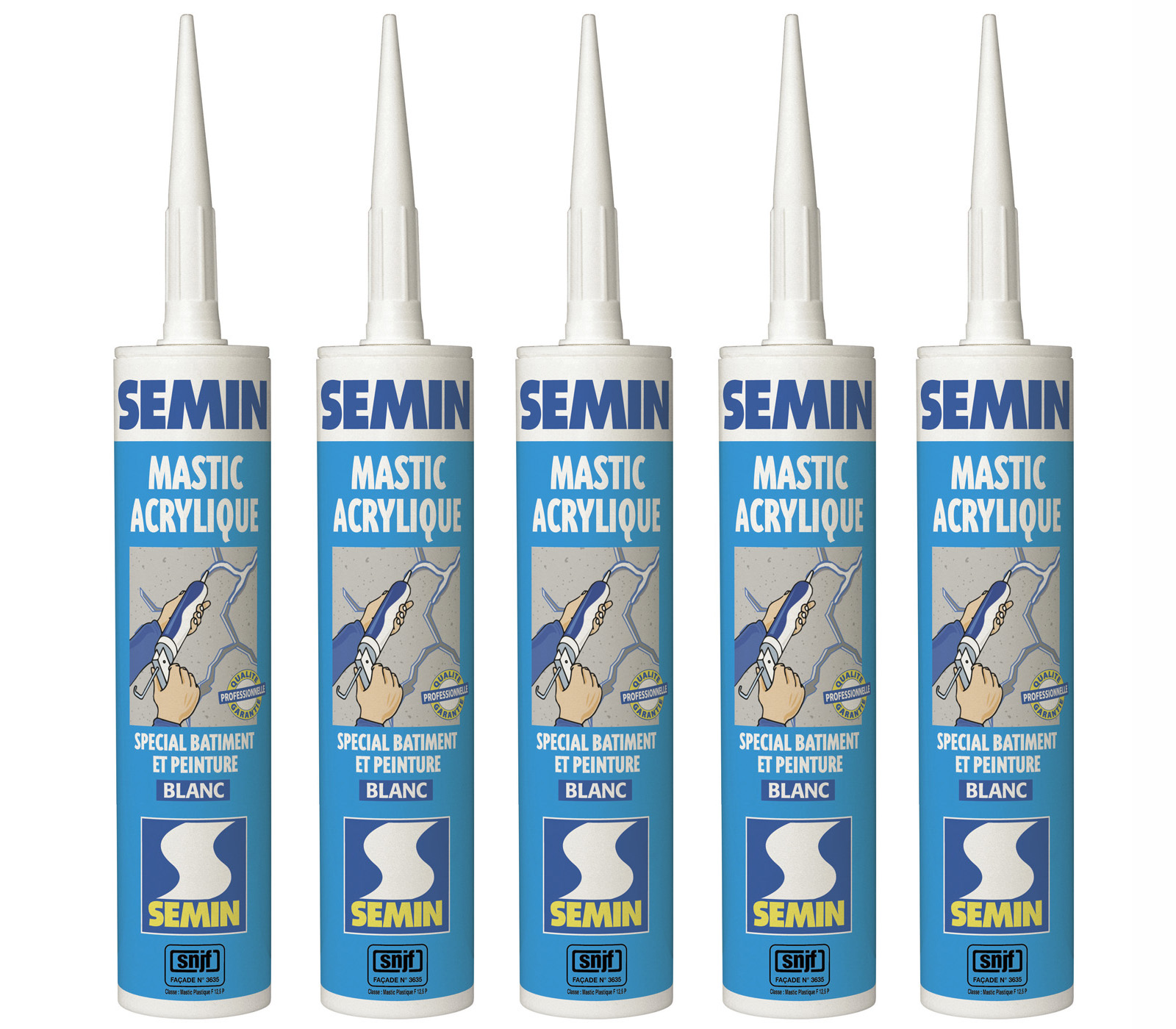 Lot de 5 mastics acrylique blanc pour combler des fissures Semin ...