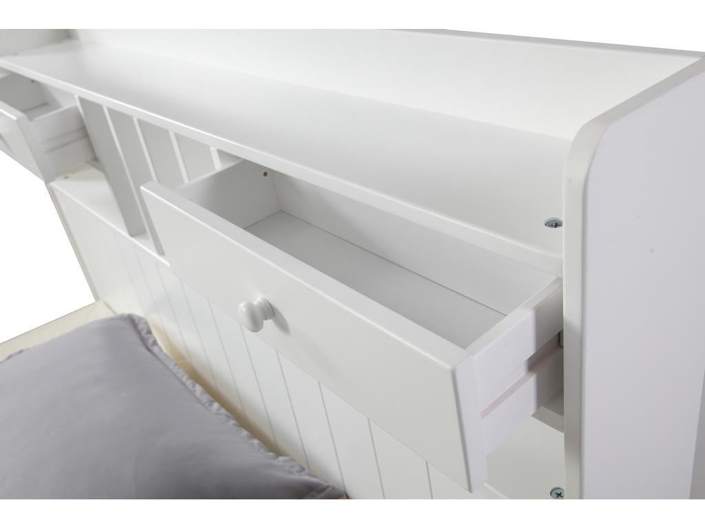 Lit avec rangements 140 x 190 cm - Blanc - MEDERICK | Leroy Merlin