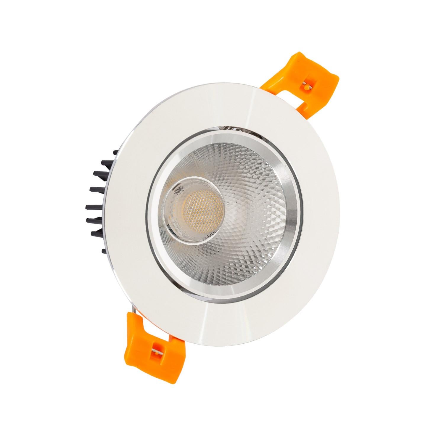 Spot Downlight LED 7W Rond COB CRI90 Coupe Ø 70 mm Argentée Blanc chaud ...