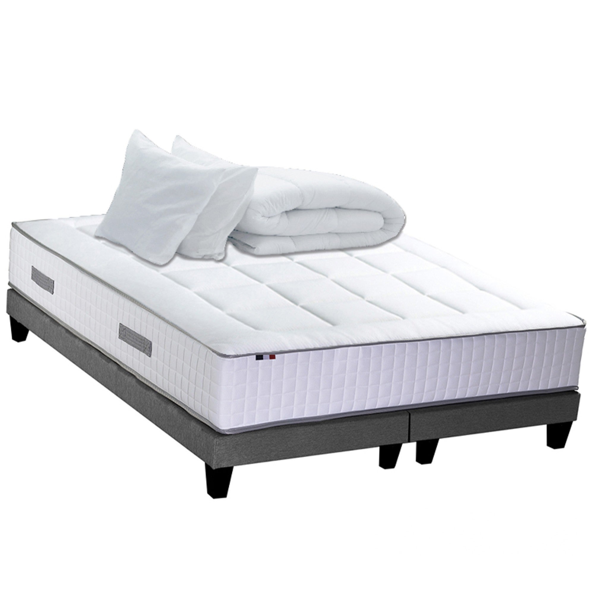 Ensemble Matelas Ressort 7 zones + Mémoire de forme + Sommier + couette ...