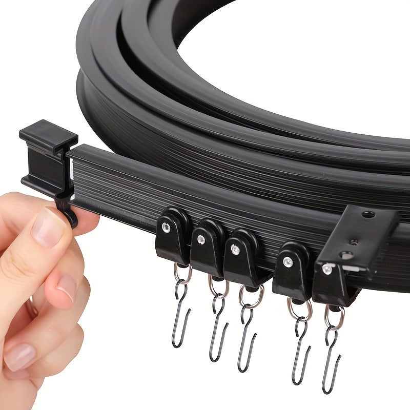 1 ensemble de rails à rideaux flexibles et pliables de 4 m, noirs, pour ...