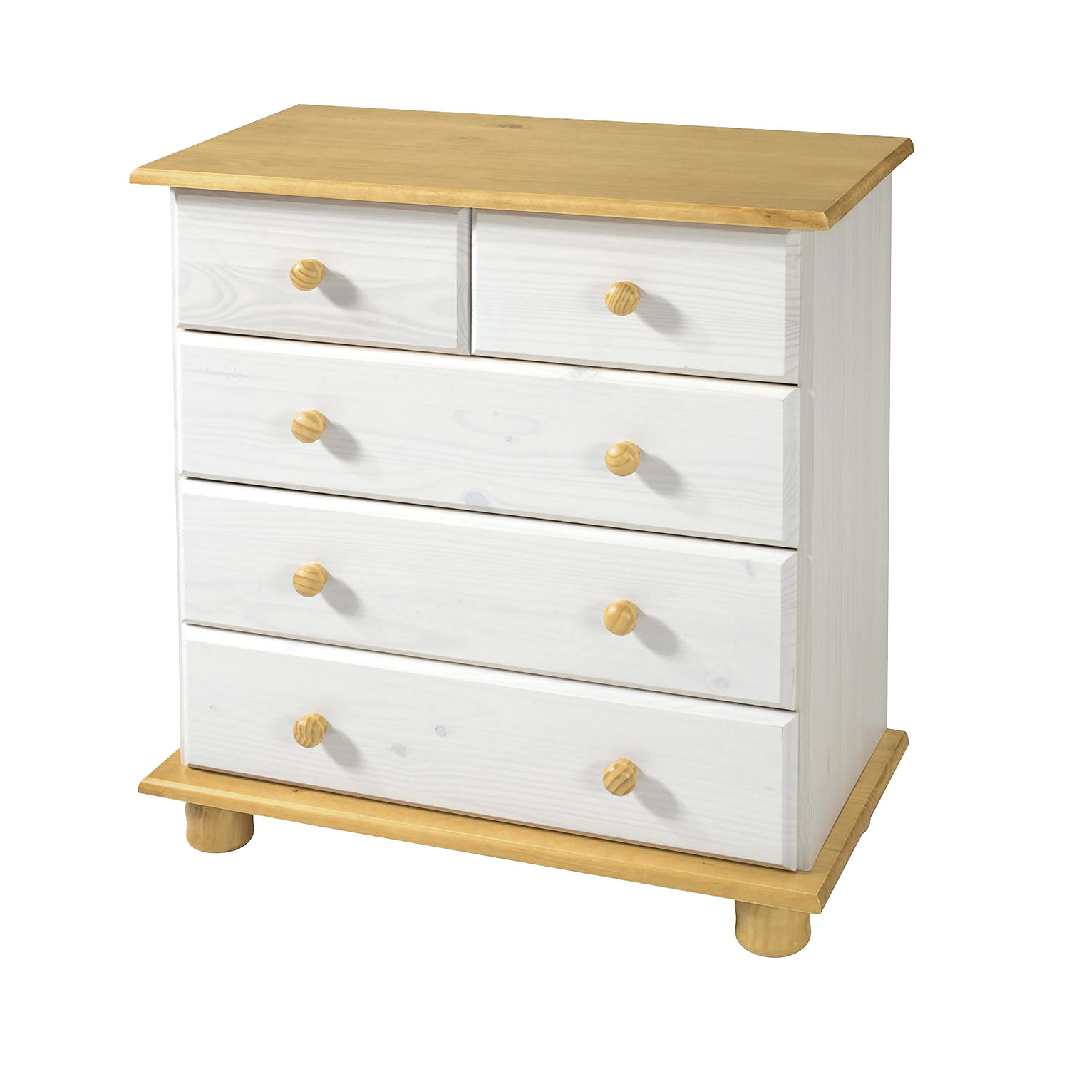 Commode 5 tiroirs. pin massif Couleur blanc-miel. mesures (75x78x39) cm ...