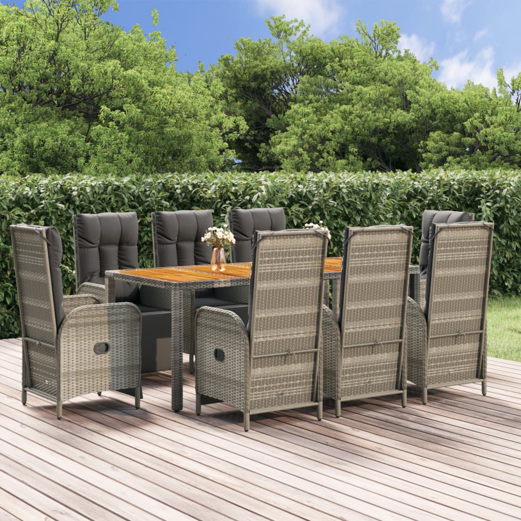 Maison Exclusive - Ensemble à manger de jardin 9 pcs coussins gris ...