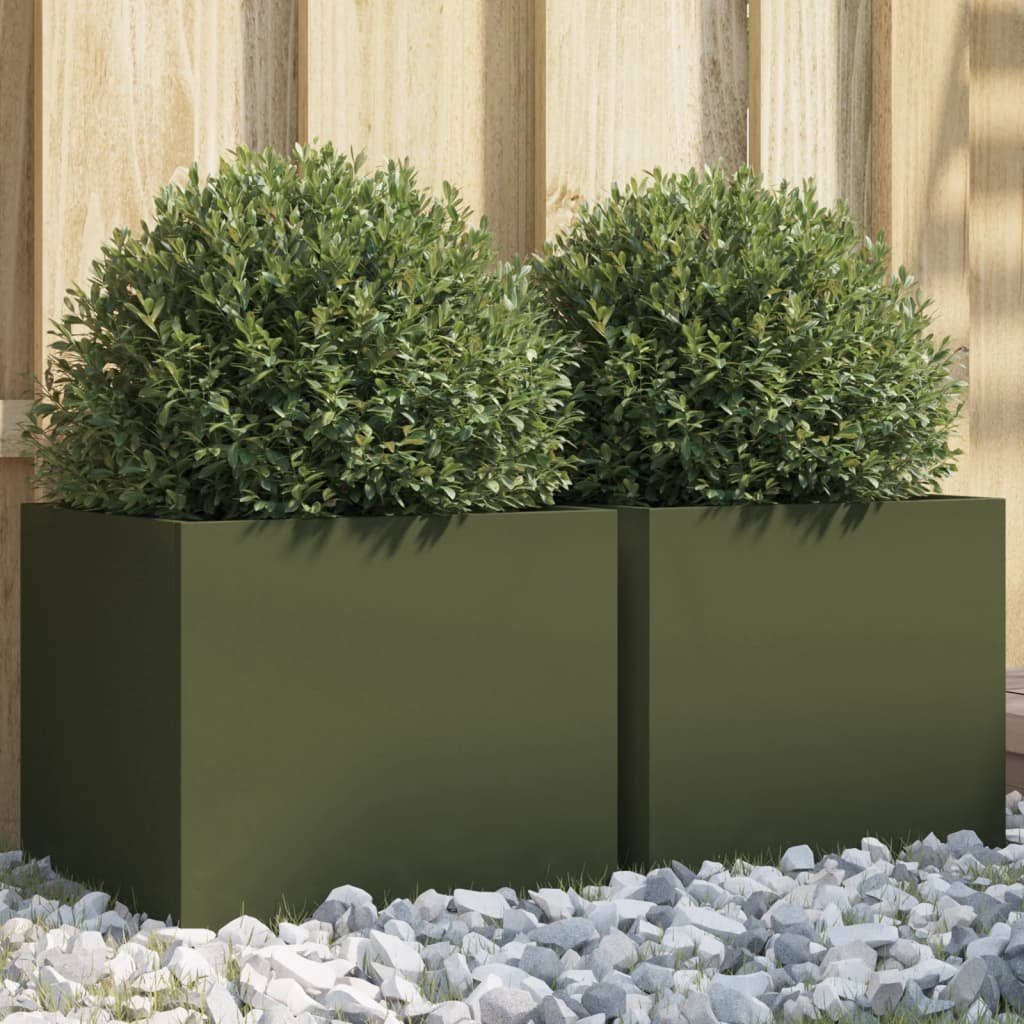 Jardineras 2 unidades acero verde oliva 32x30x29 cm | Leroy Merlin