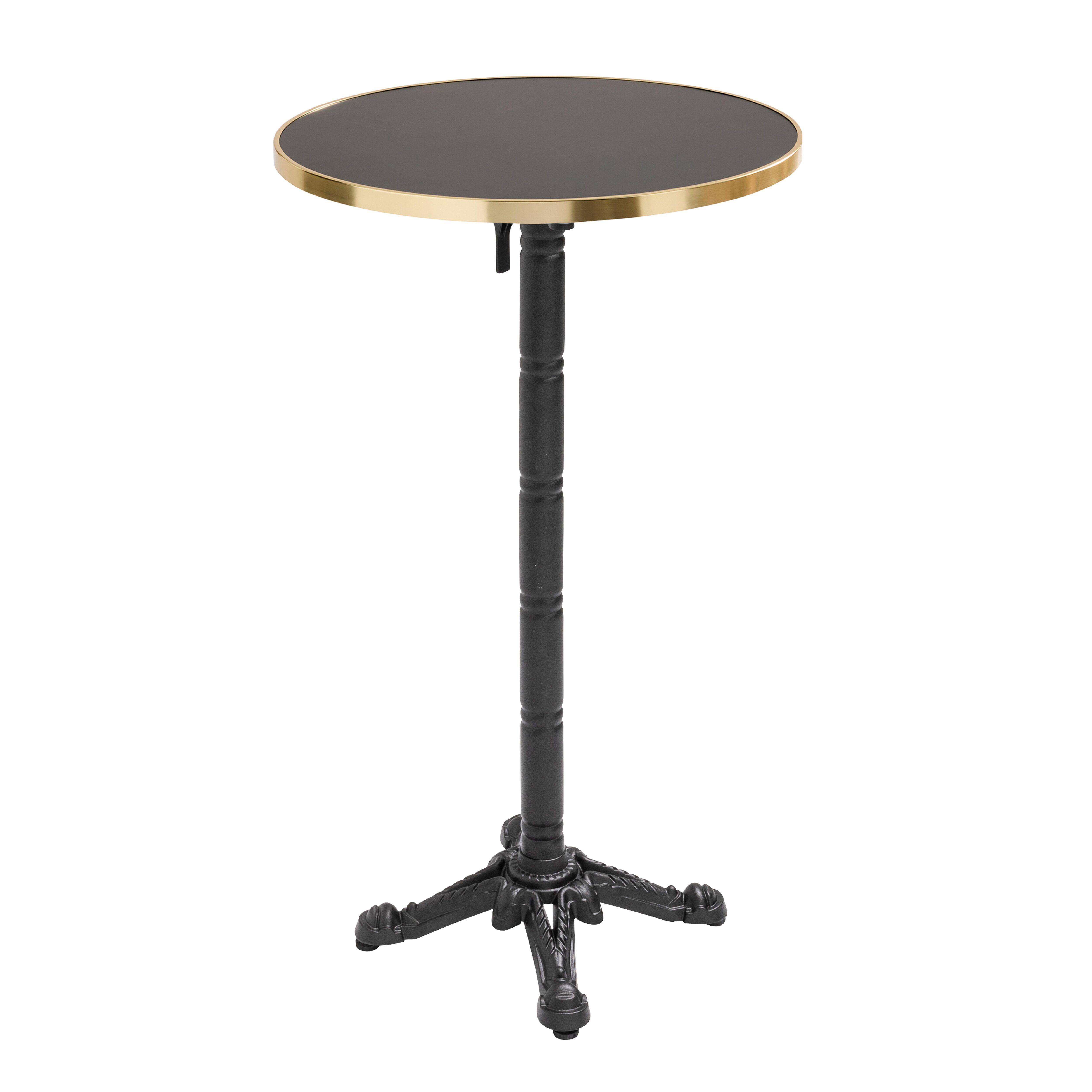 Table haute ronde 60 cm inclinable plateau noir/doré et pied noir ...