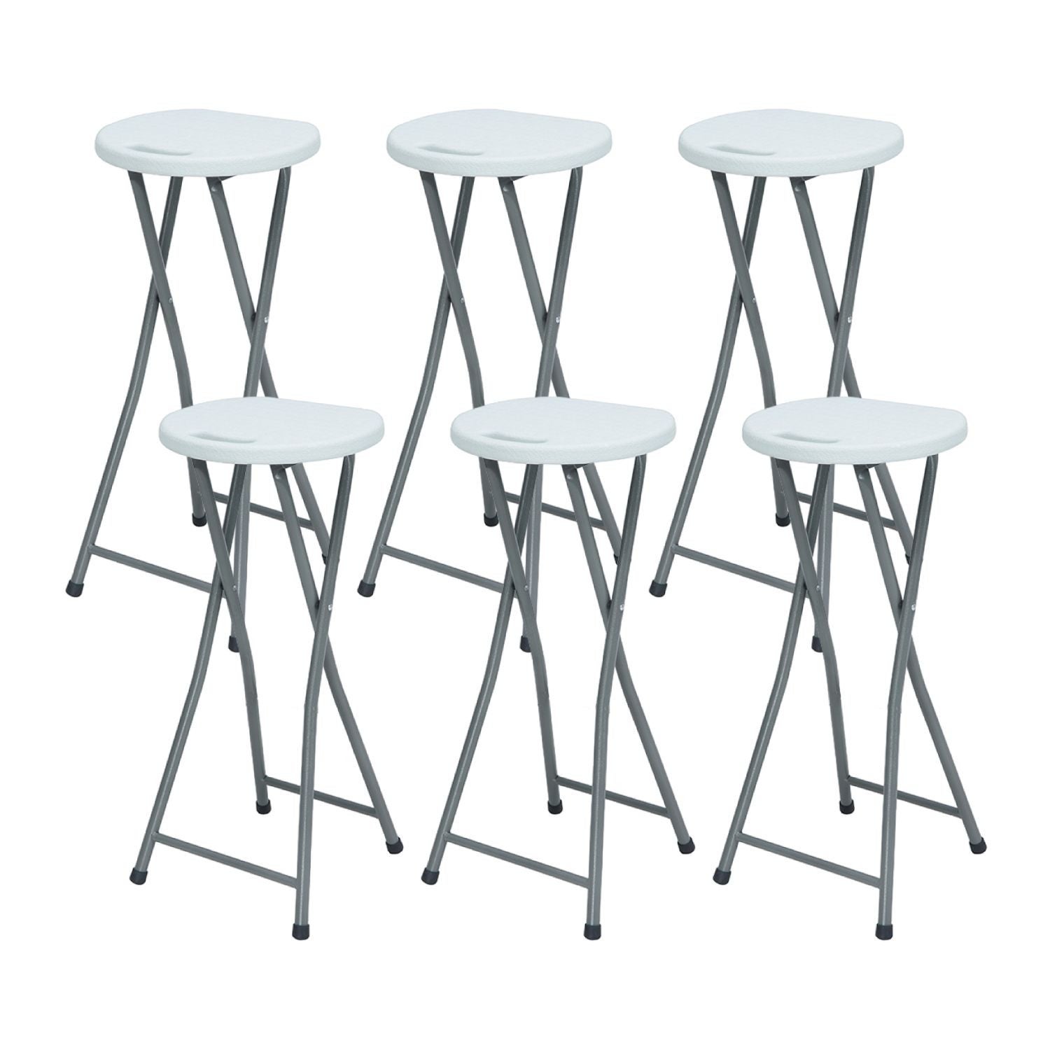 Pack 6 Taburetes Plegables Alto Blanco 30x76cm 7house | Leroy Merlin