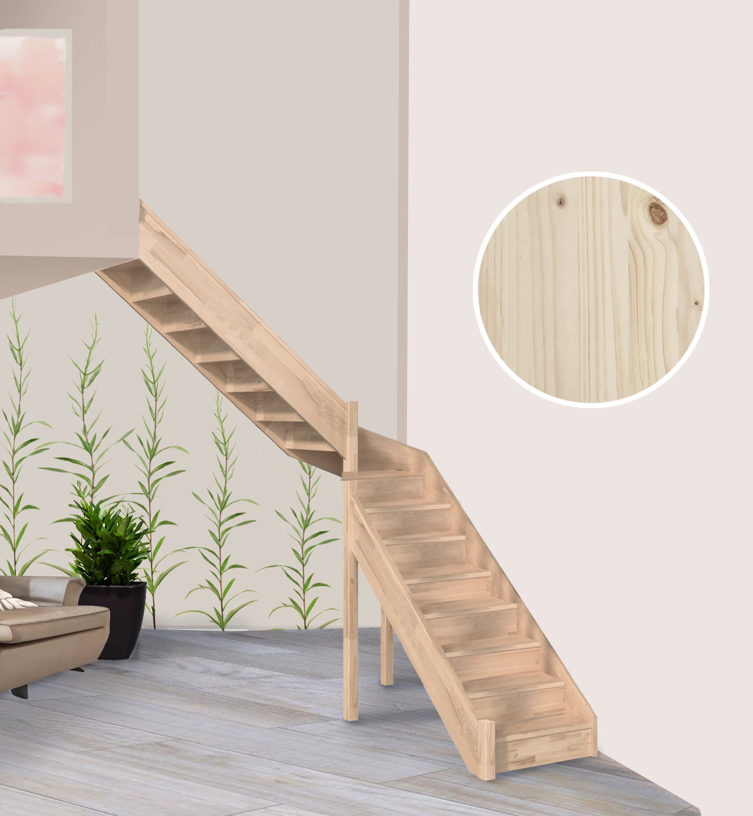 Escalier quart tournant fermé HandyStairs Echo" - 15 marches - Double ...