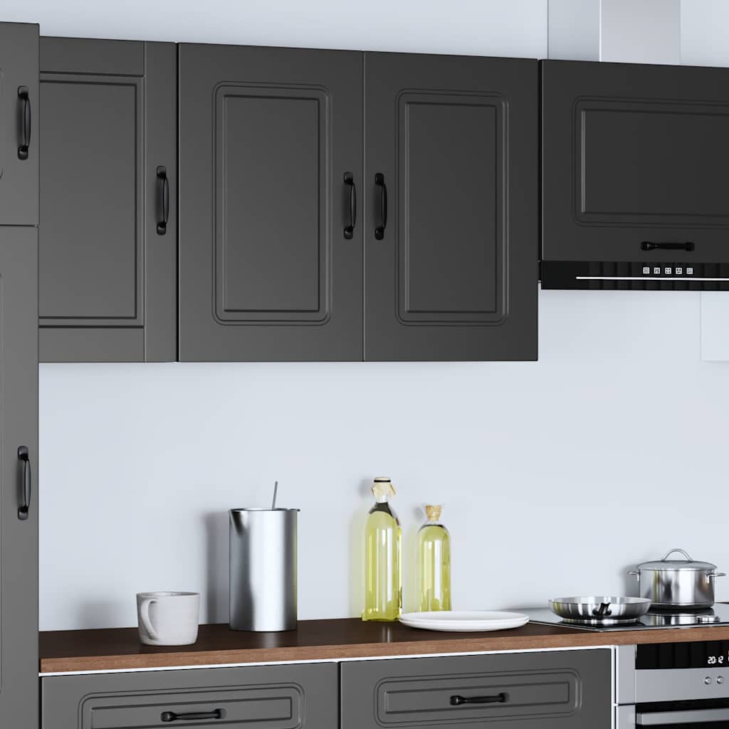 Mueble alto de cocina - Módulo cocina madera de ingeniería negra ...