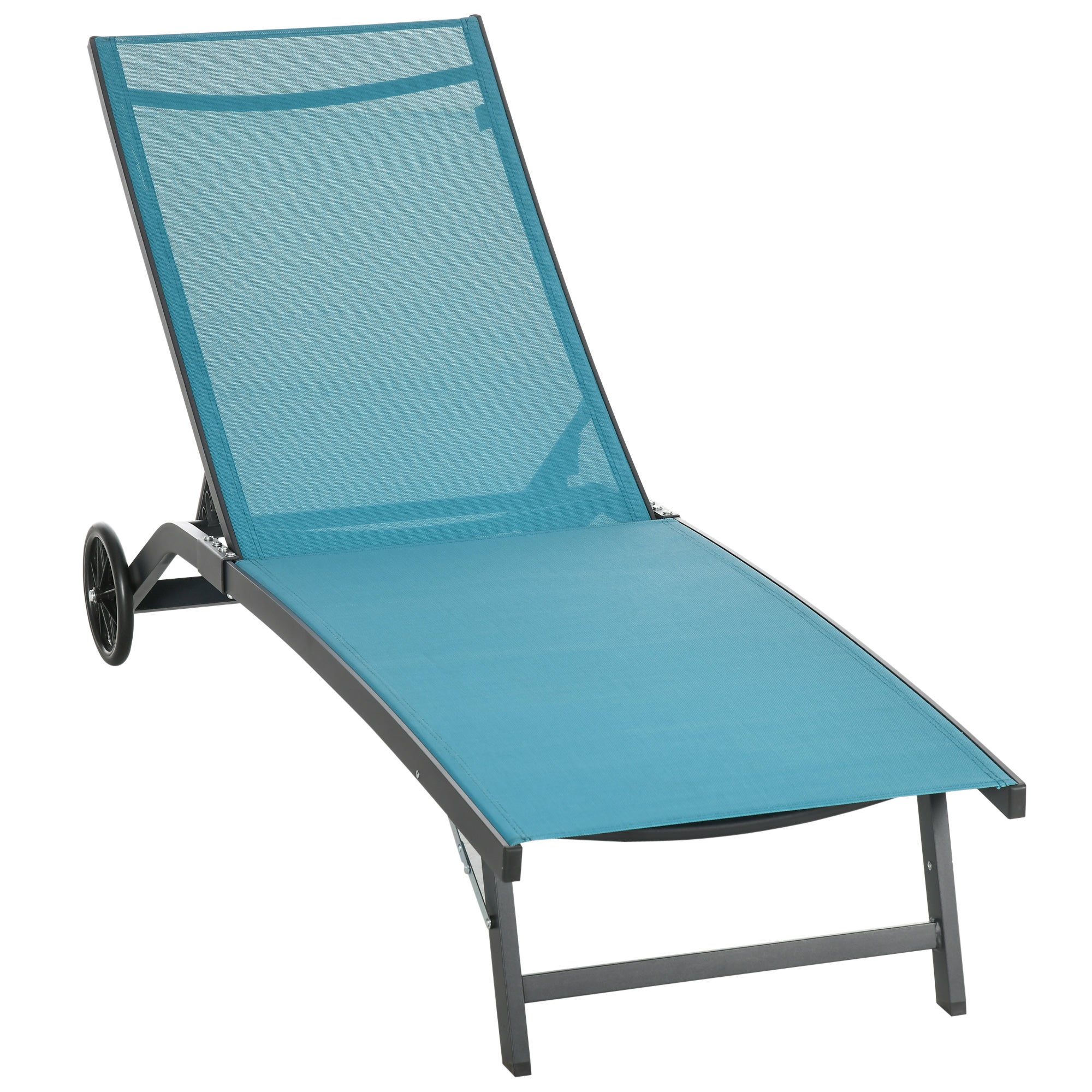 Chaise longue, dossier réglable 5 positions, tissu respirant, structure ...