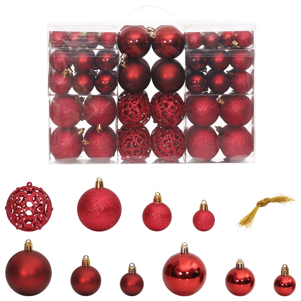 Boules de Noël 100 pcs rouge bordeaux 3 / 4 / 6 cm vidaXL | Leroy Merlin