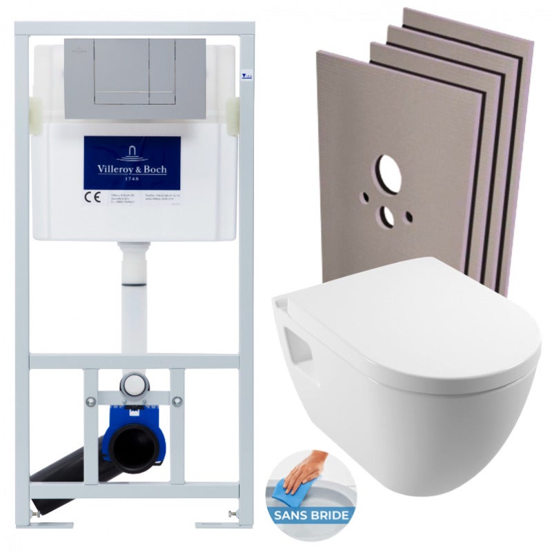 Villeroy & Boch Pack WC Bâti-support + WC Serel SM26 sans bride ...
