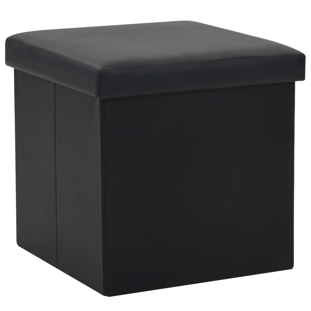 Maison Exclusive - Tabouret de rangement pliable Noir Similicuir ...