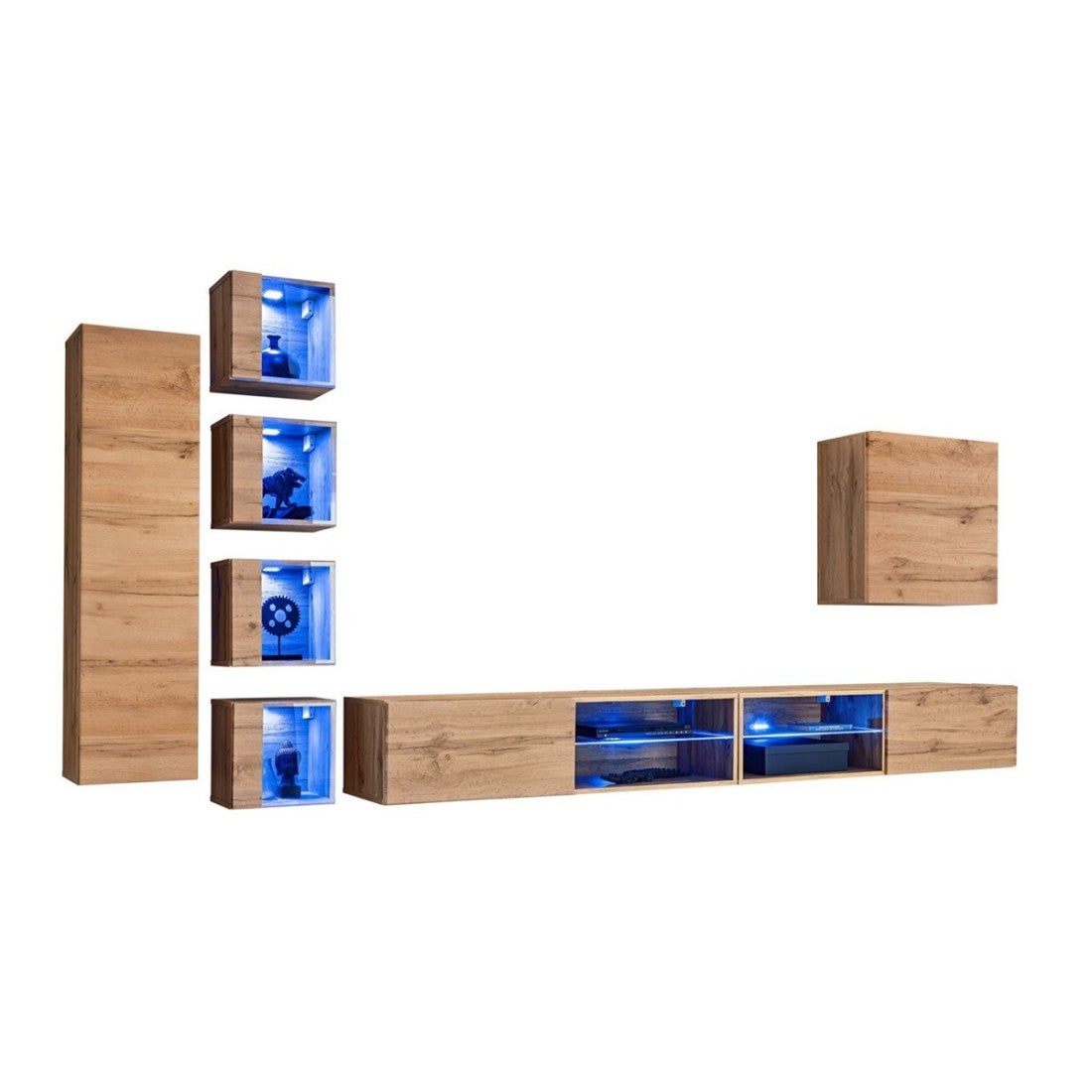 Conjunto de muebles de salón SWITCH XXVI – Roble – Iluminación LED ...