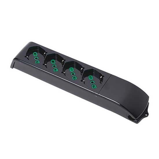 Multisocket without cable 4 sockets italian-dual-size/german std. 2P+E 16A black color FIDO ...