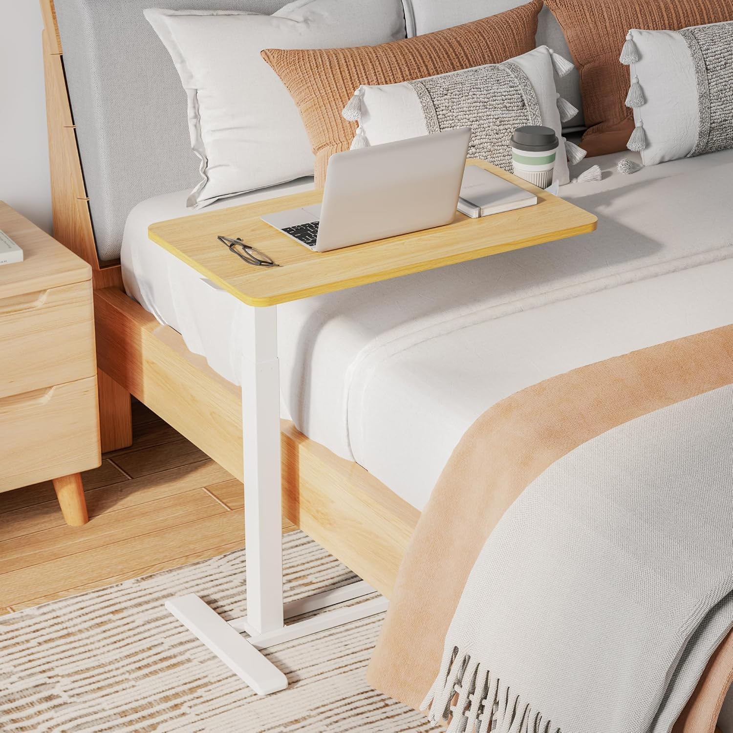 Mesa Auxiliar para Ordenador Portátil, Altura Ajustable y Diseño Móvil ...