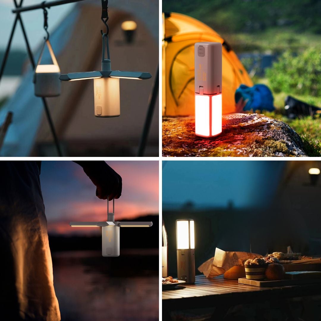 Linterna LED de Camping Plegable 8W Recargable con Power Bank IPX5 ...