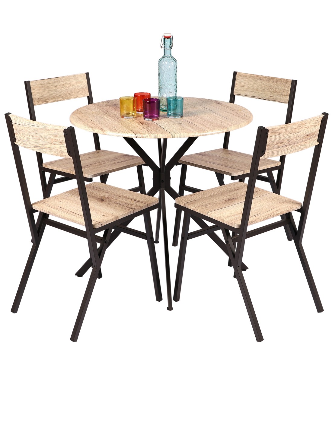 Table à manger ronde avec 4 chaises collection DARYL – Dimensions ...