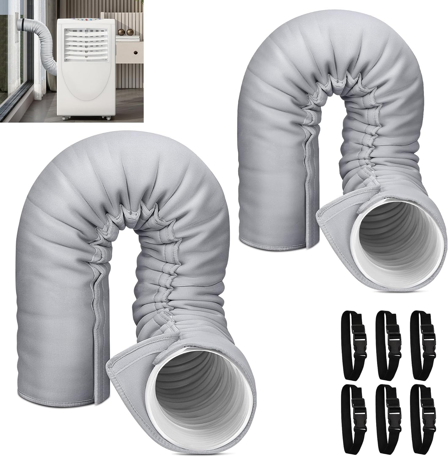 Lot de 2 cache-tuyaux pour climatiseur portable, cache-conduit de ...