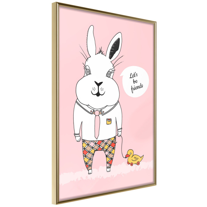 Affiche Murale Encadrée "Friendly Bunny" 40 x 60 cm Or | Leroy Merlin