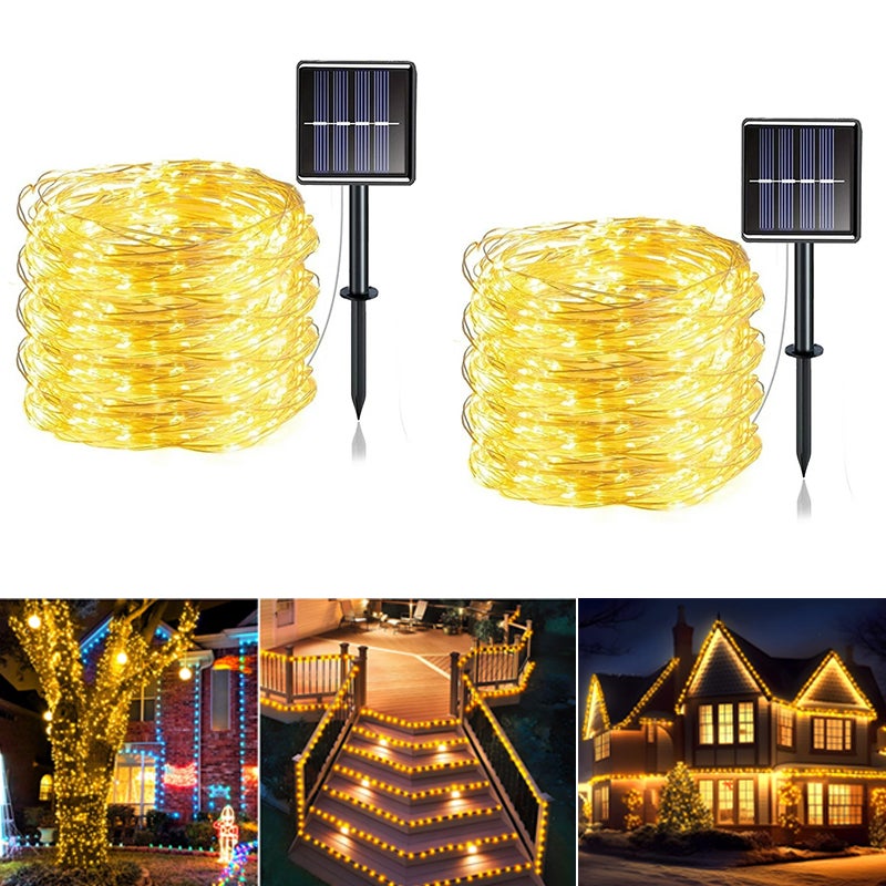 2 * Decoraciones solares para exterior: Guirnalda de luces solares para ...
