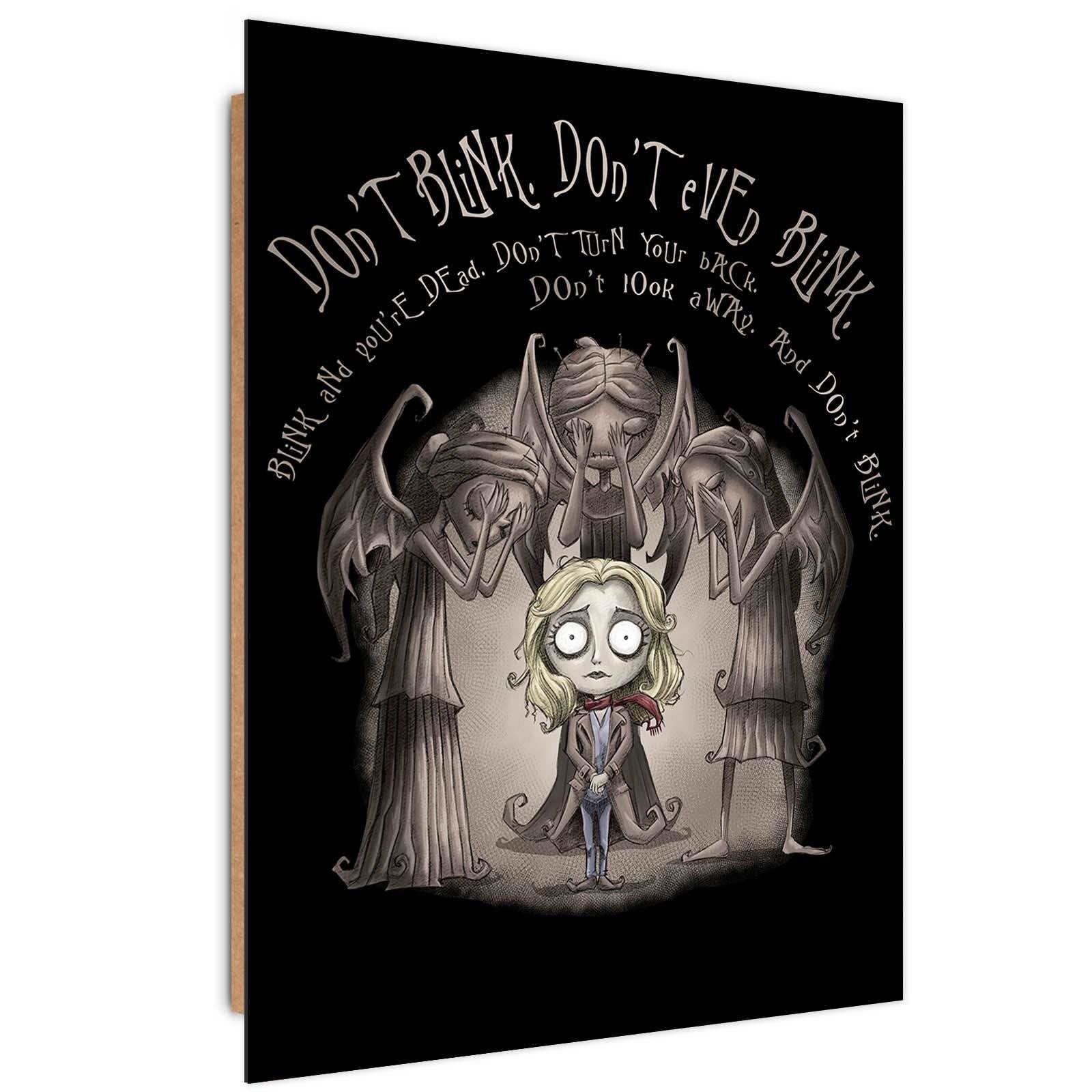 Tableau bois Doctor Who Don't Blink dans le style Tim Burton | Leroy Merlin