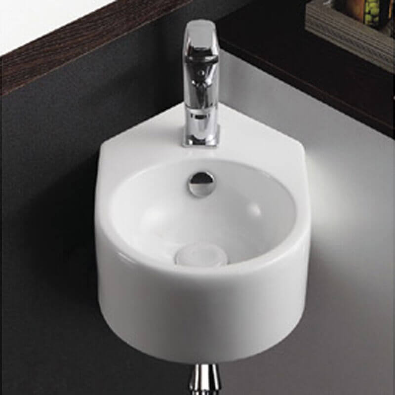 Lave main d'angle Rond - Céramique - 42x27 cm - Style | Leroy Merlin