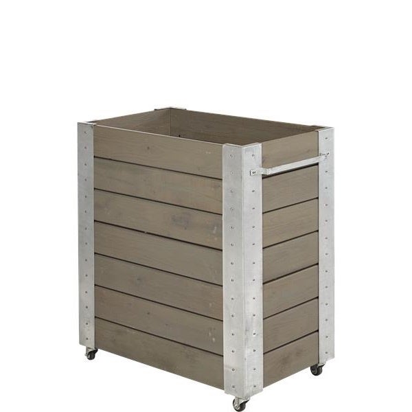 Pot de fleur avec roulette 87x50x95cm bois autoclave vert gris | Leroy ...