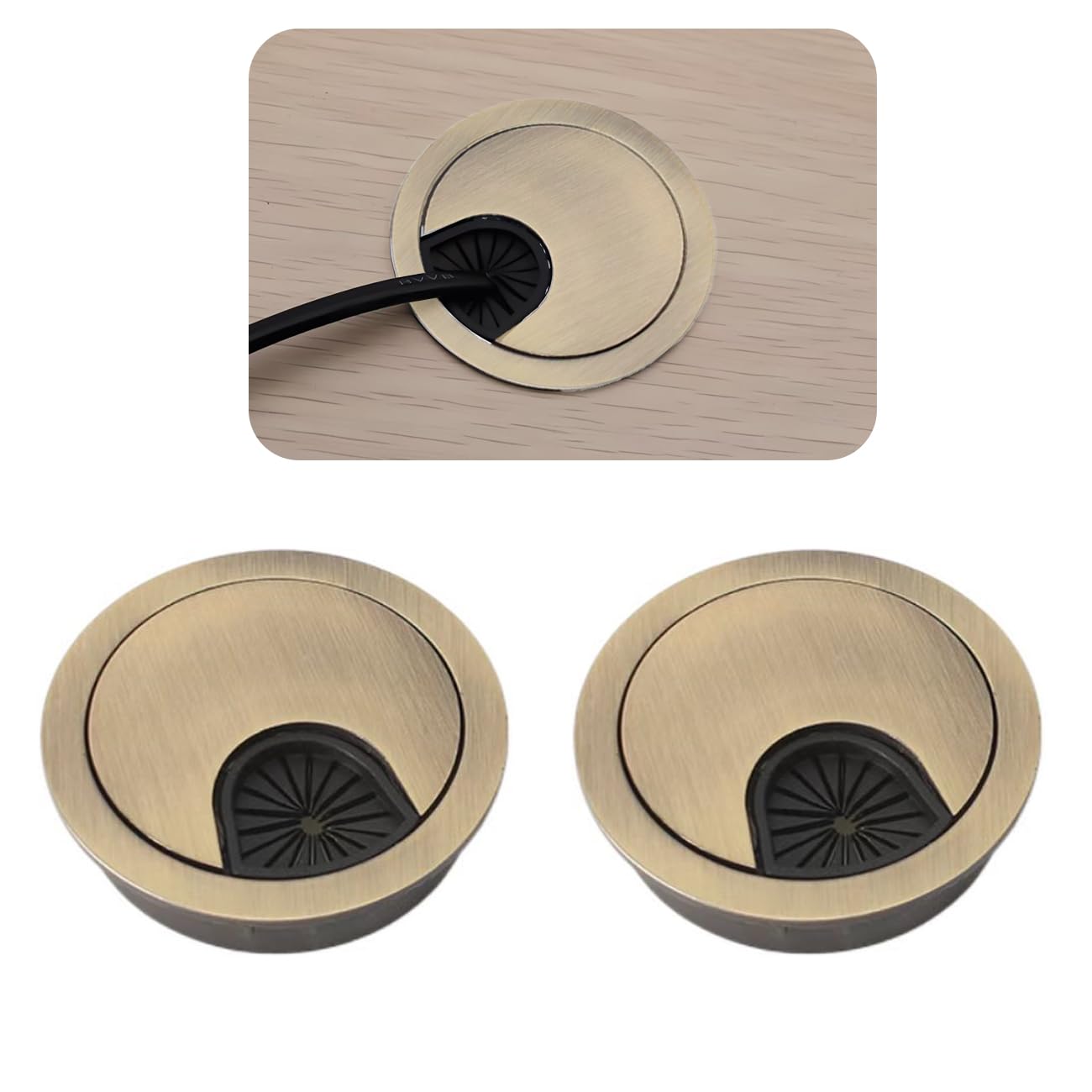 Juego de 2 pasacables metálicos de bronce de 60 mm - Pasacables para ...