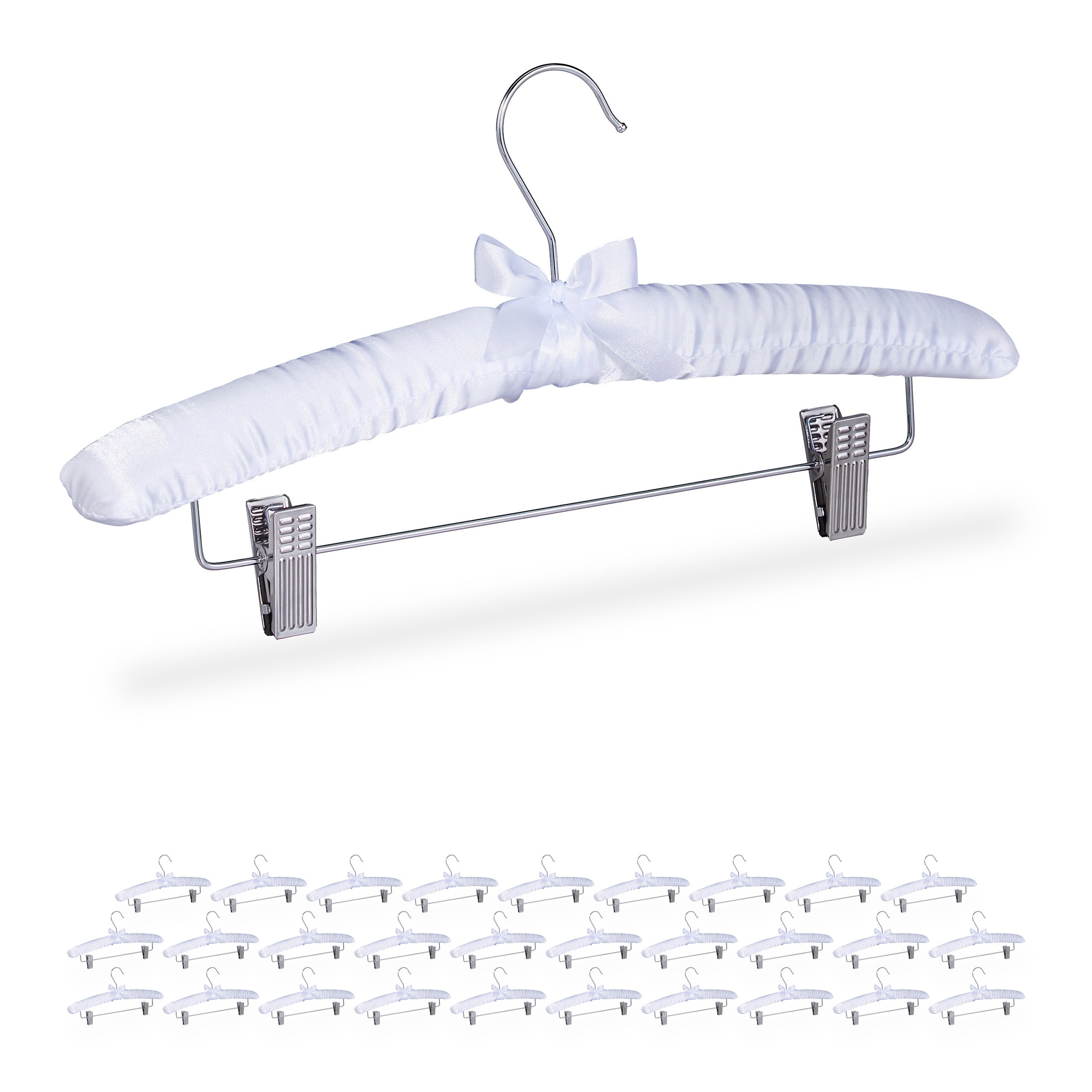 Pack 30 Perchas Forradas Raso, Vintage, Pinzas Ajustables, Gancho ...