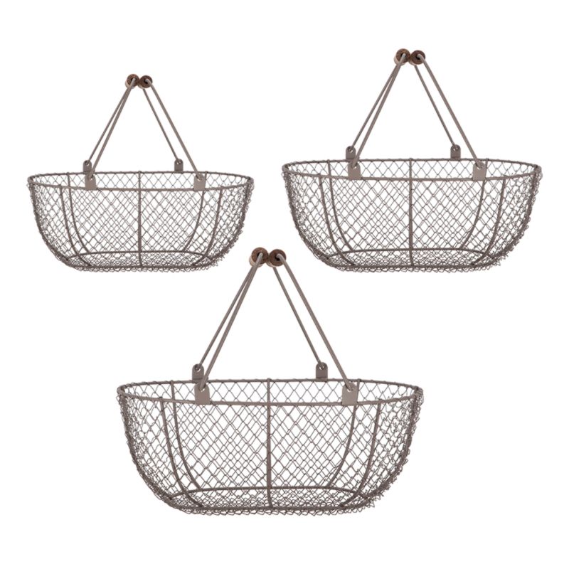 Panier fil de fer set de 3 Marron Esschert Design BV | Leroy Merlin