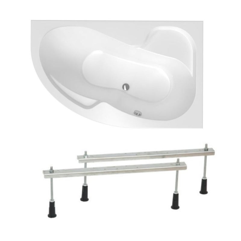 Siko 170x100 cm Fortuna Plus baignoire asymétrique, avec pieds, acrylique, droite, blanc ...
