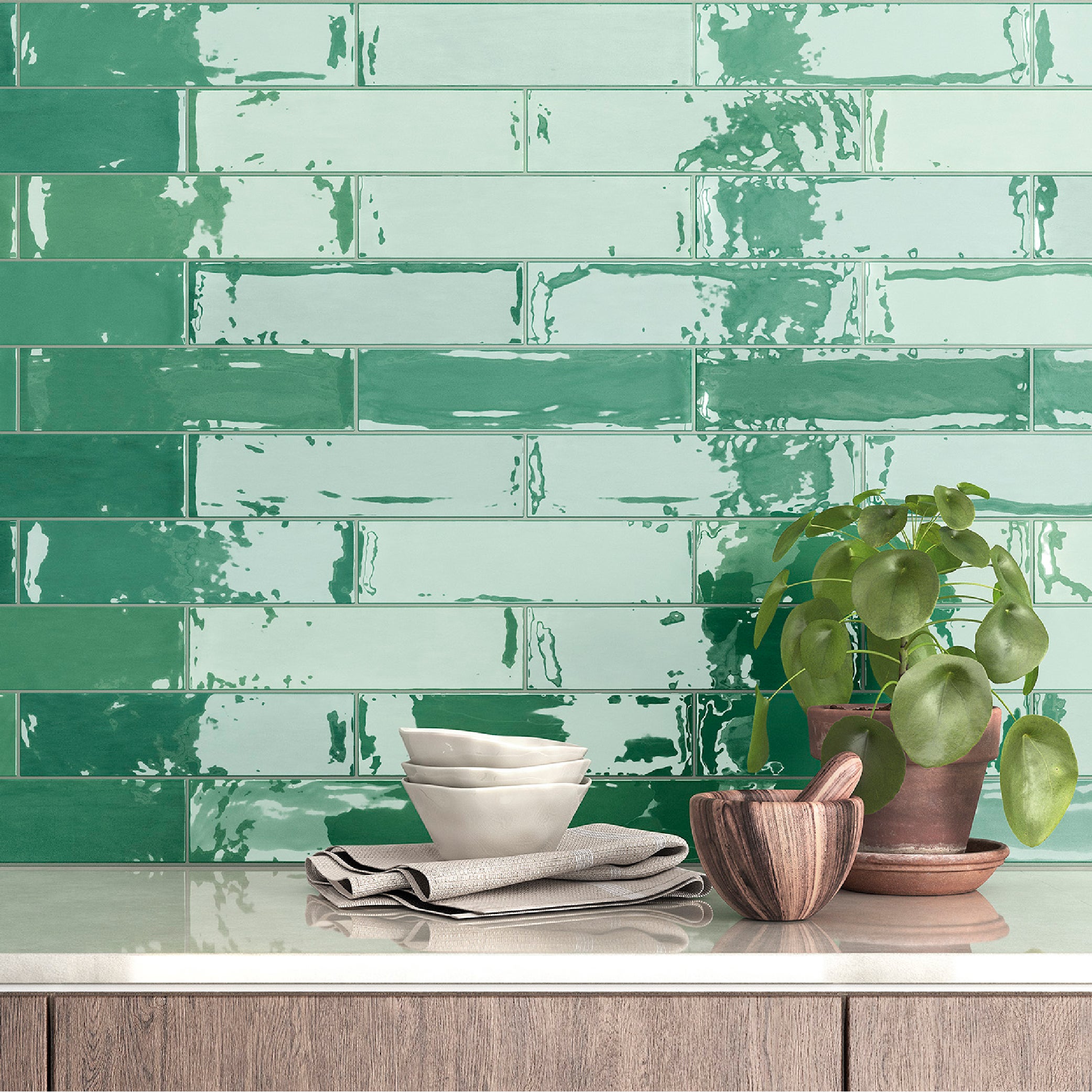 Azulejo interior y exterior. Porcelánico Premium Serie Zellige Green ...