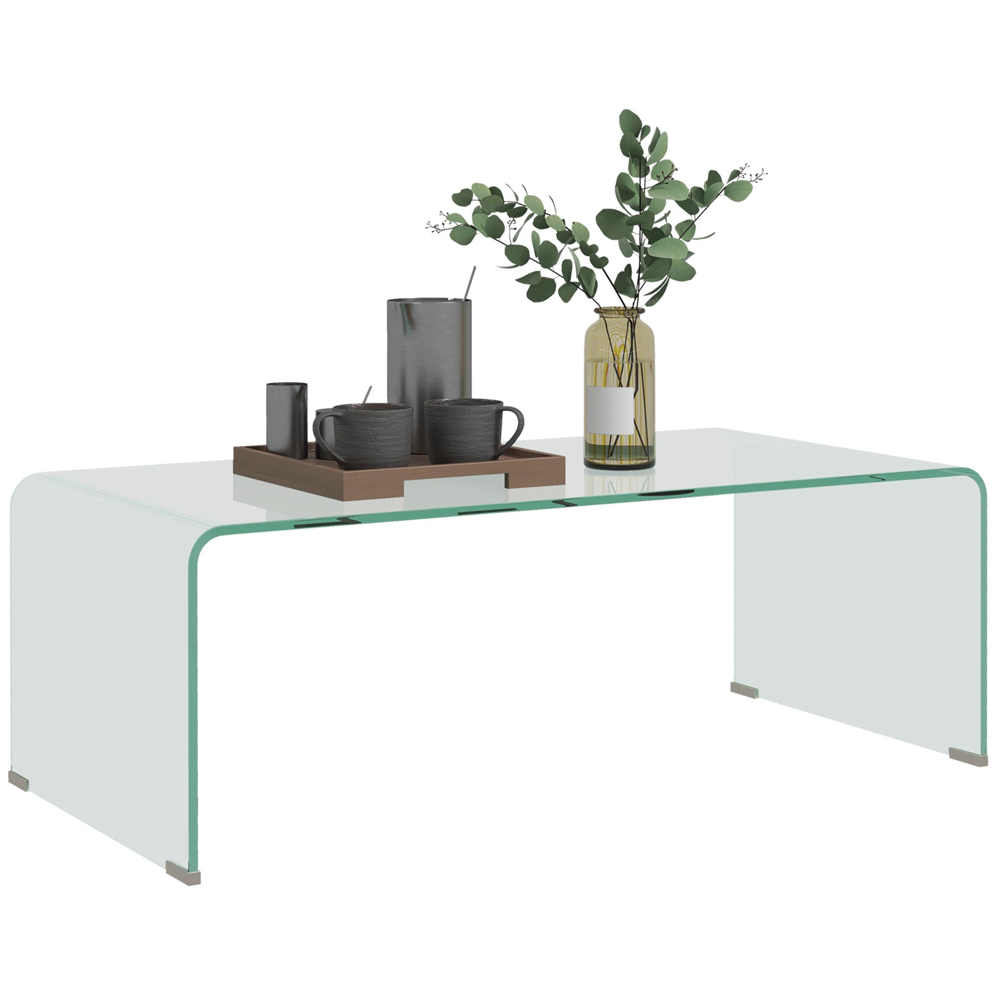 Table basse moderne en verre trempé pour salon, design monobloc, 100 x ...