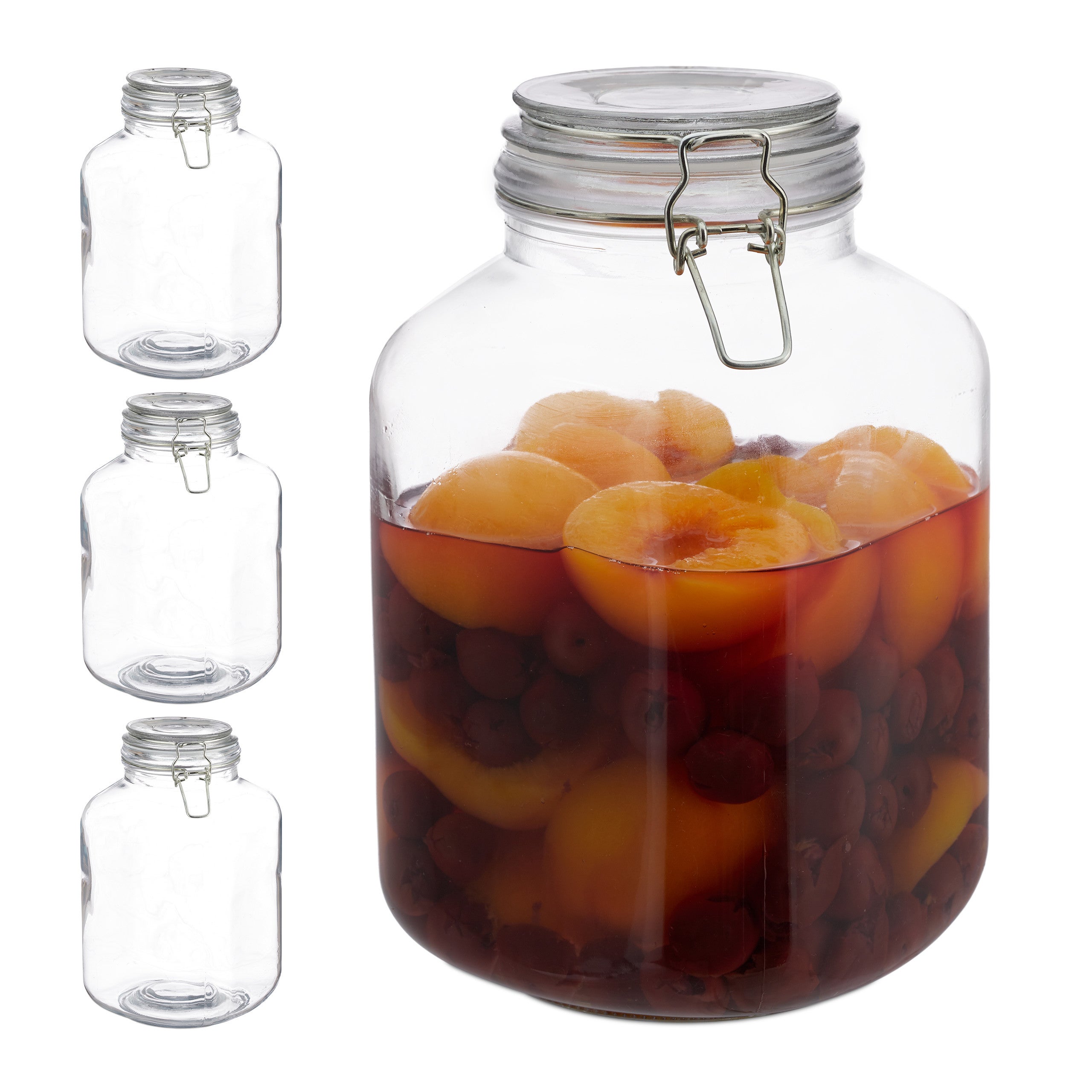 Bocal en verre, lot de 4, 3 litres, Conserves, Grand Pot, Hermétique ...