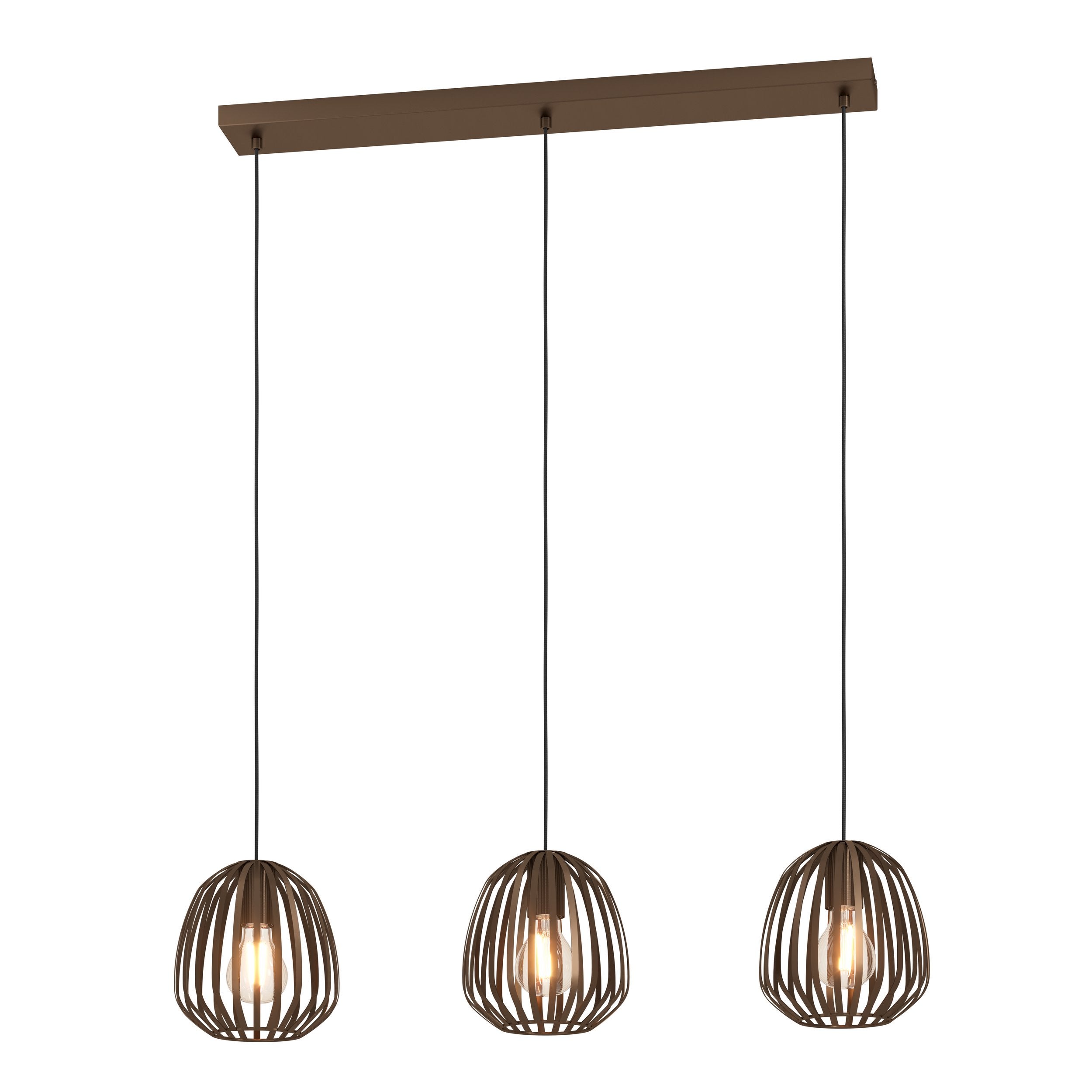 EGLO Lampada a sospensione Espinal, 3 luci in metallo bronzo e rosone ...