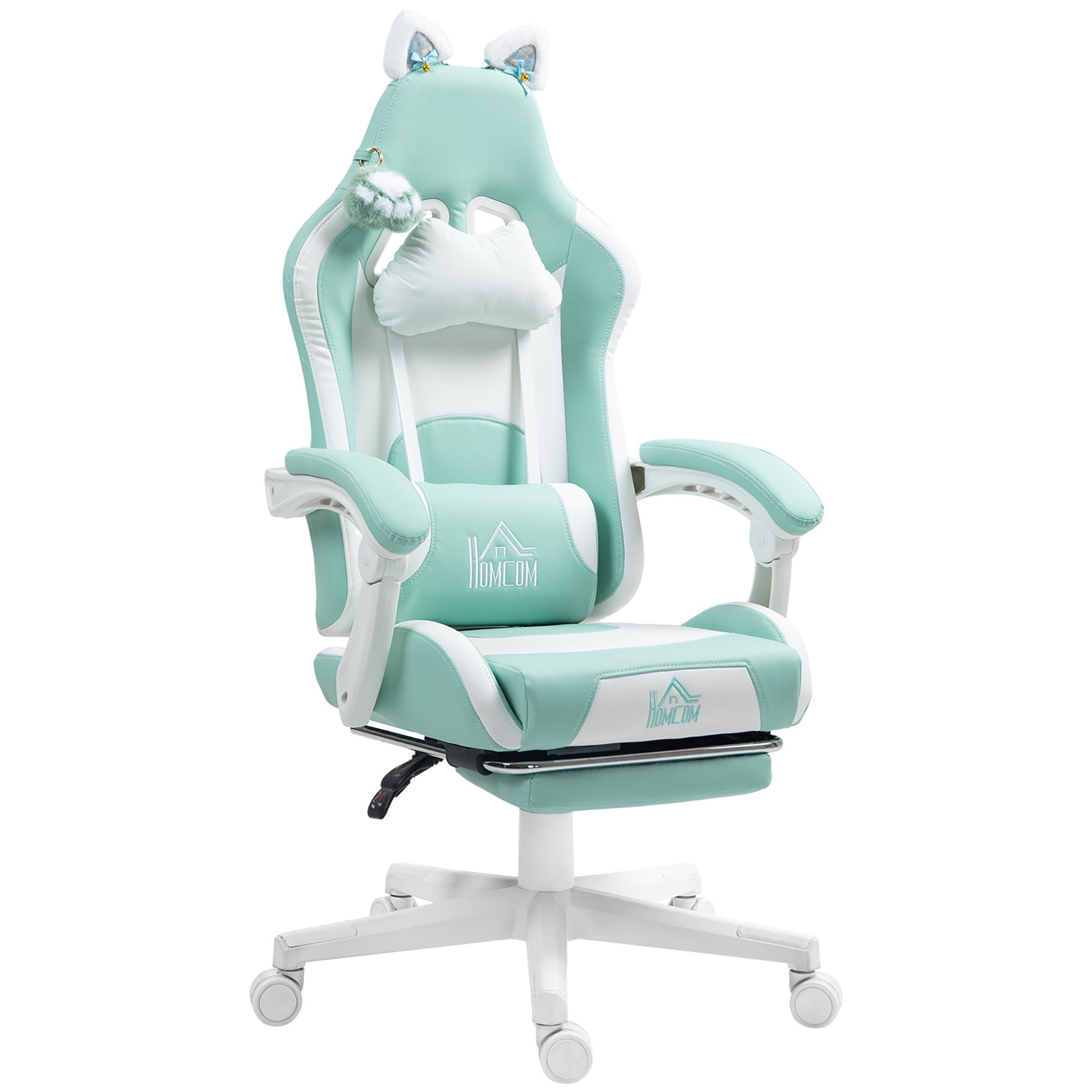 Silla gaming ergonómica azul: orejas de gato, reclinable, piel ...