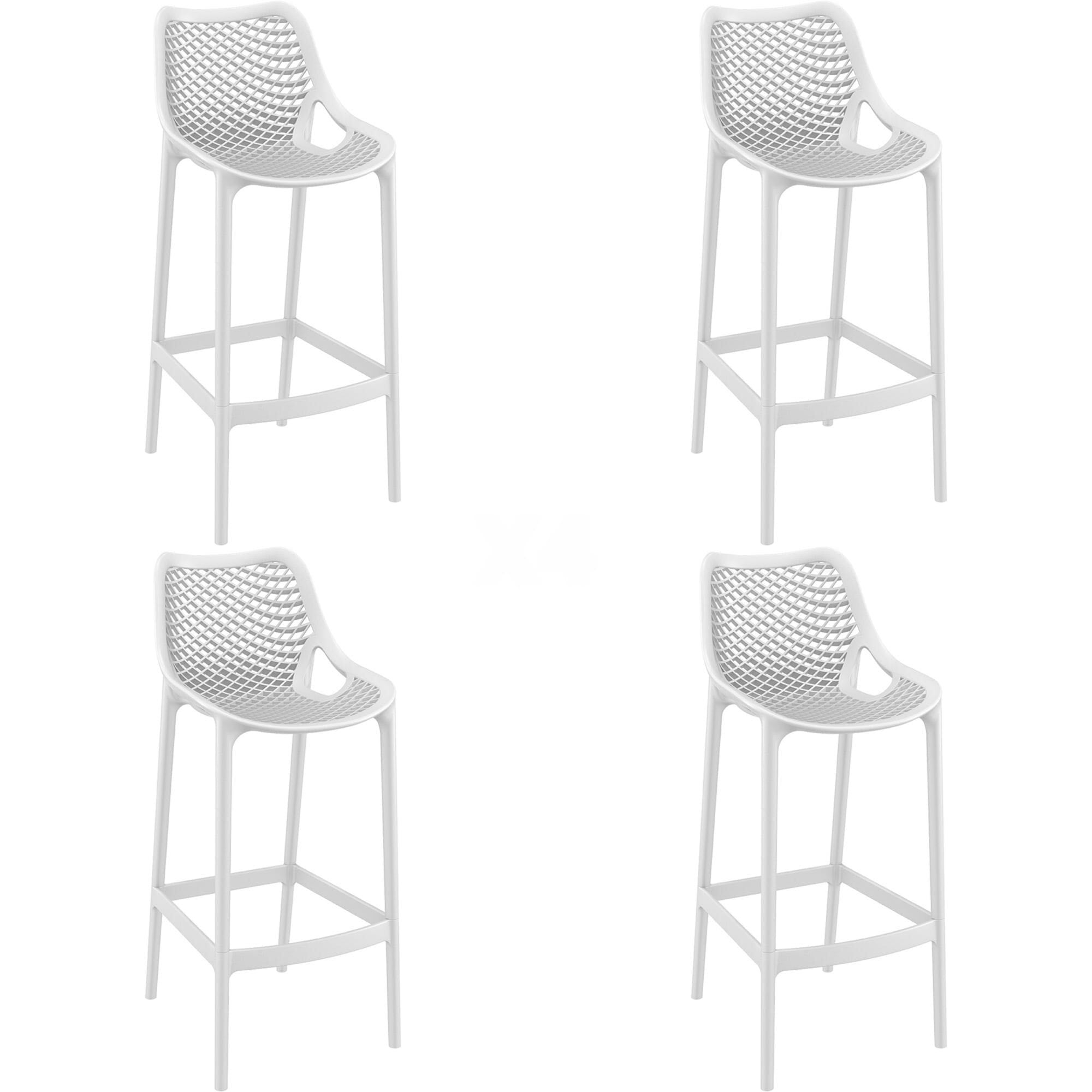 Set 4 tabourets hauts intérieur, extérieur blanc GRID garbar | Leroy Merlin