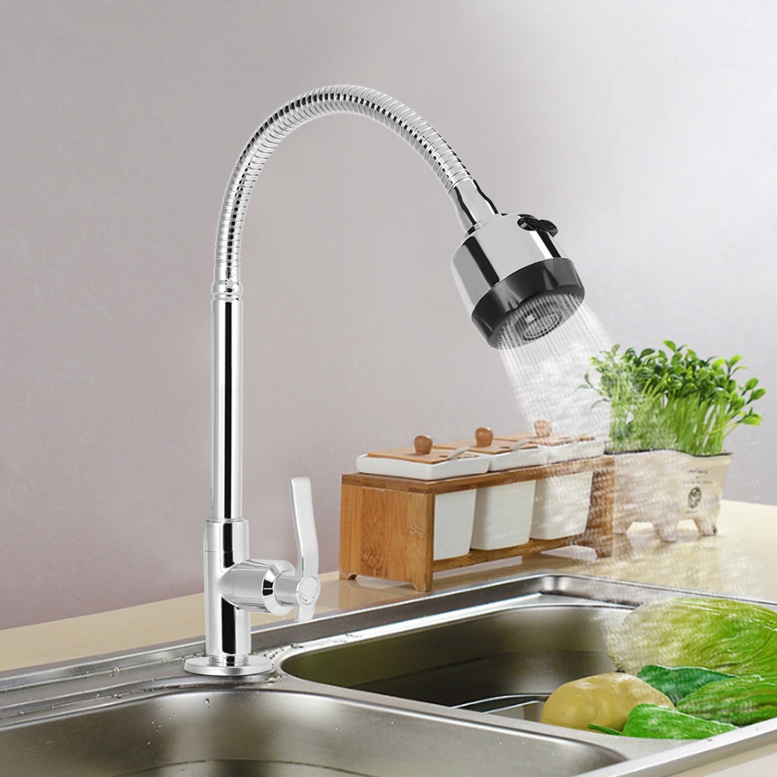 Robinet d'évier de cuisine élégant, flexible et universel G1/2 po, à un ...