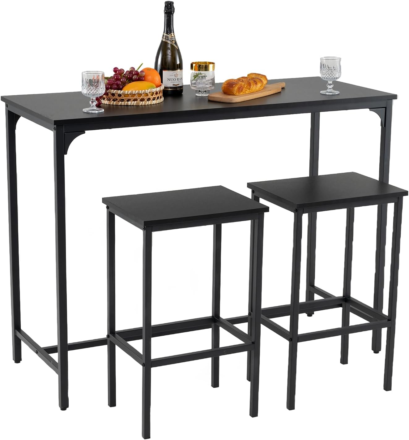 Table Bar avec Tabouret, Table de Cuisine 2 Personnes pour Petit Espace ...