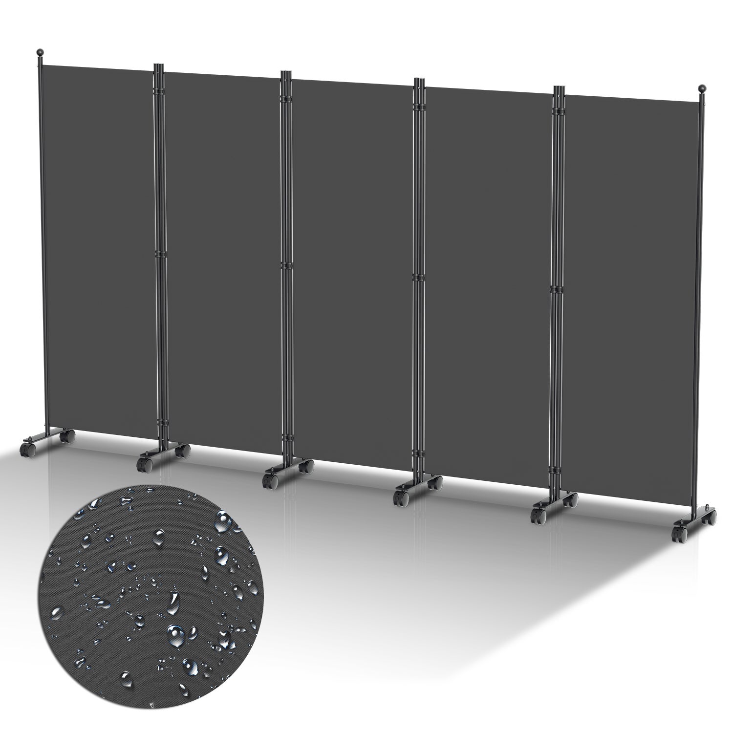 Biombo plegable de 5 paneles con ruedas, estructura de metal, ideal ...