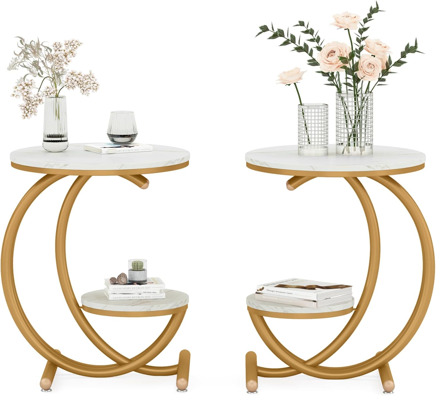 Tribesigns Tables Basses de Salon Effet Marbré Ronde，Petite Tables d ...