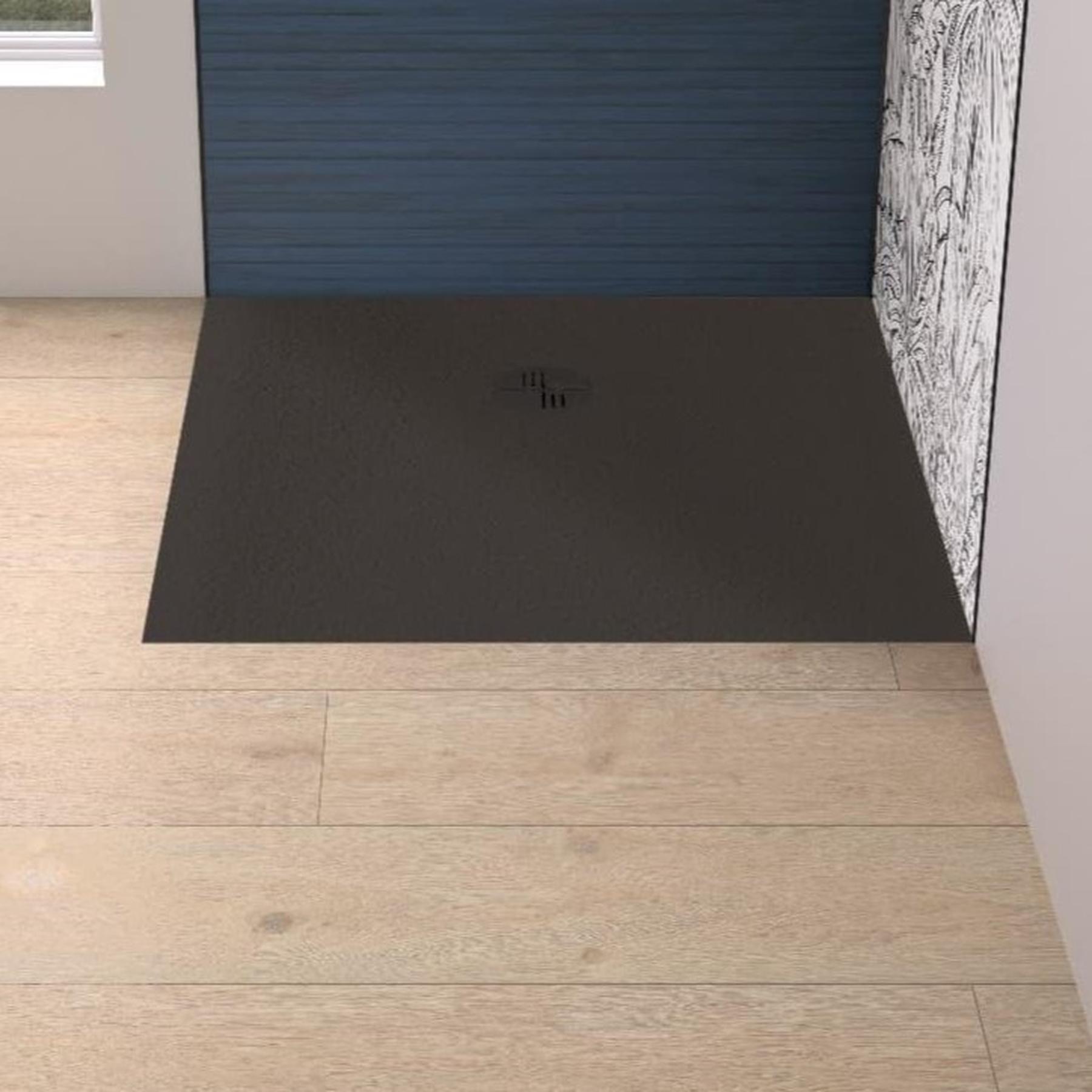 Kinedo Kinemoon ducha receptor Evo 80x80 negro textura piedra lunar ...