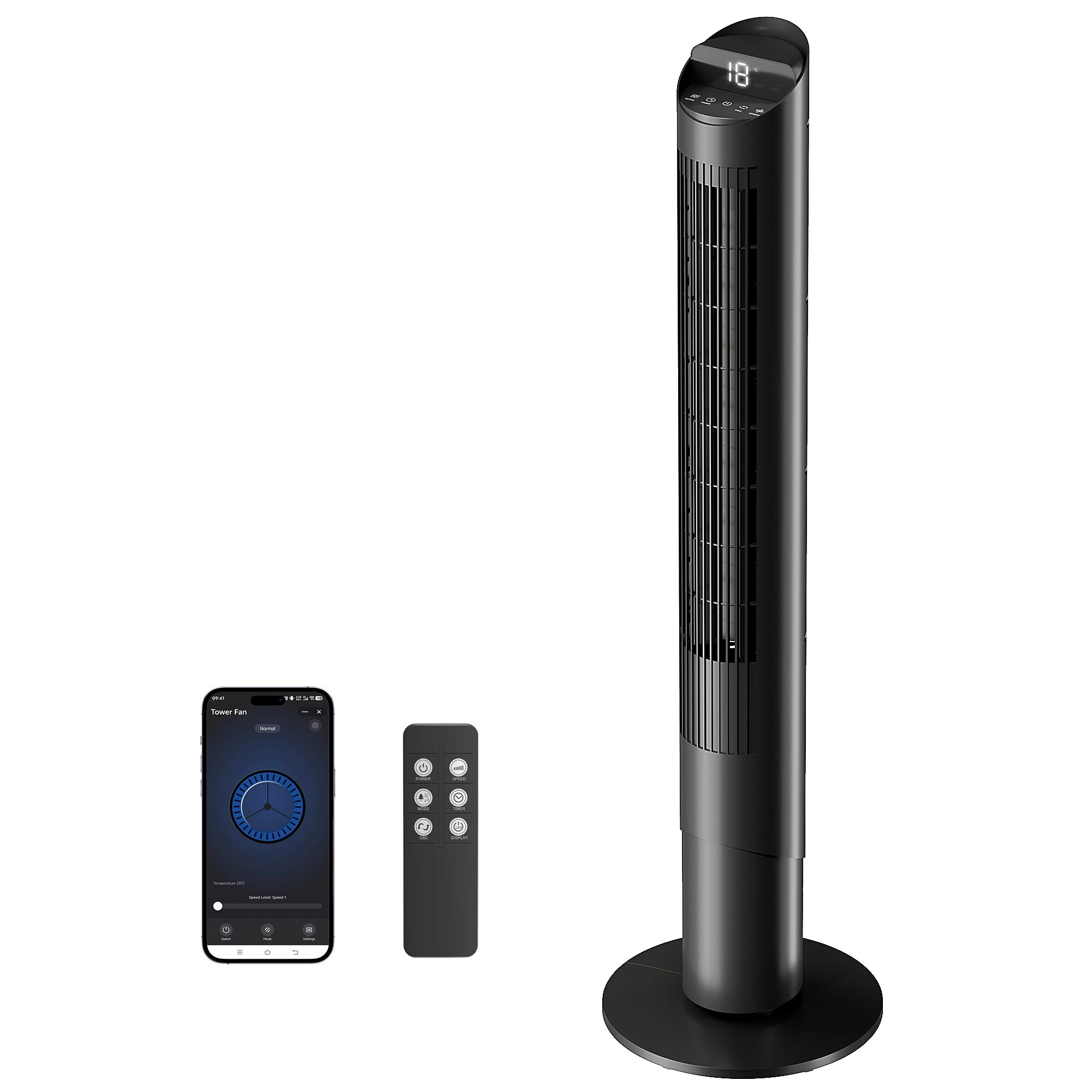 Ventilador de torre de 116 cm, ventilador de pedestal con control ...