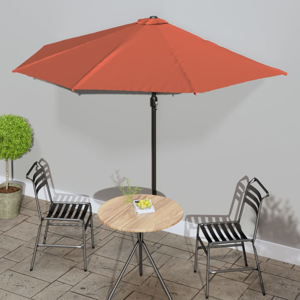 Parasol de balcon et mât en aluminium Terre cuite 300x155x223cm | Leroy ...