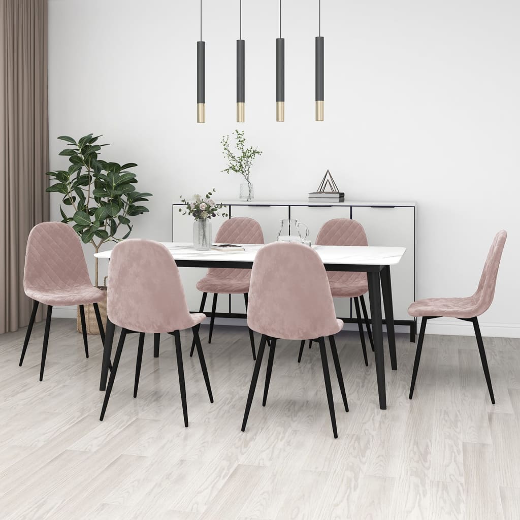 Sillas de comedor 6 unidades terciopelo rosa | Leroy Merlin