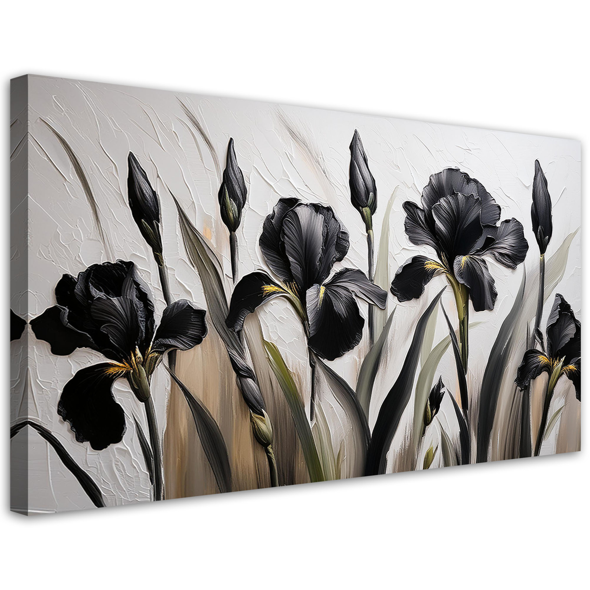 Tableau sur toile Fleurs d'iris noires Abstraction 80x40 | Leroy Merlin