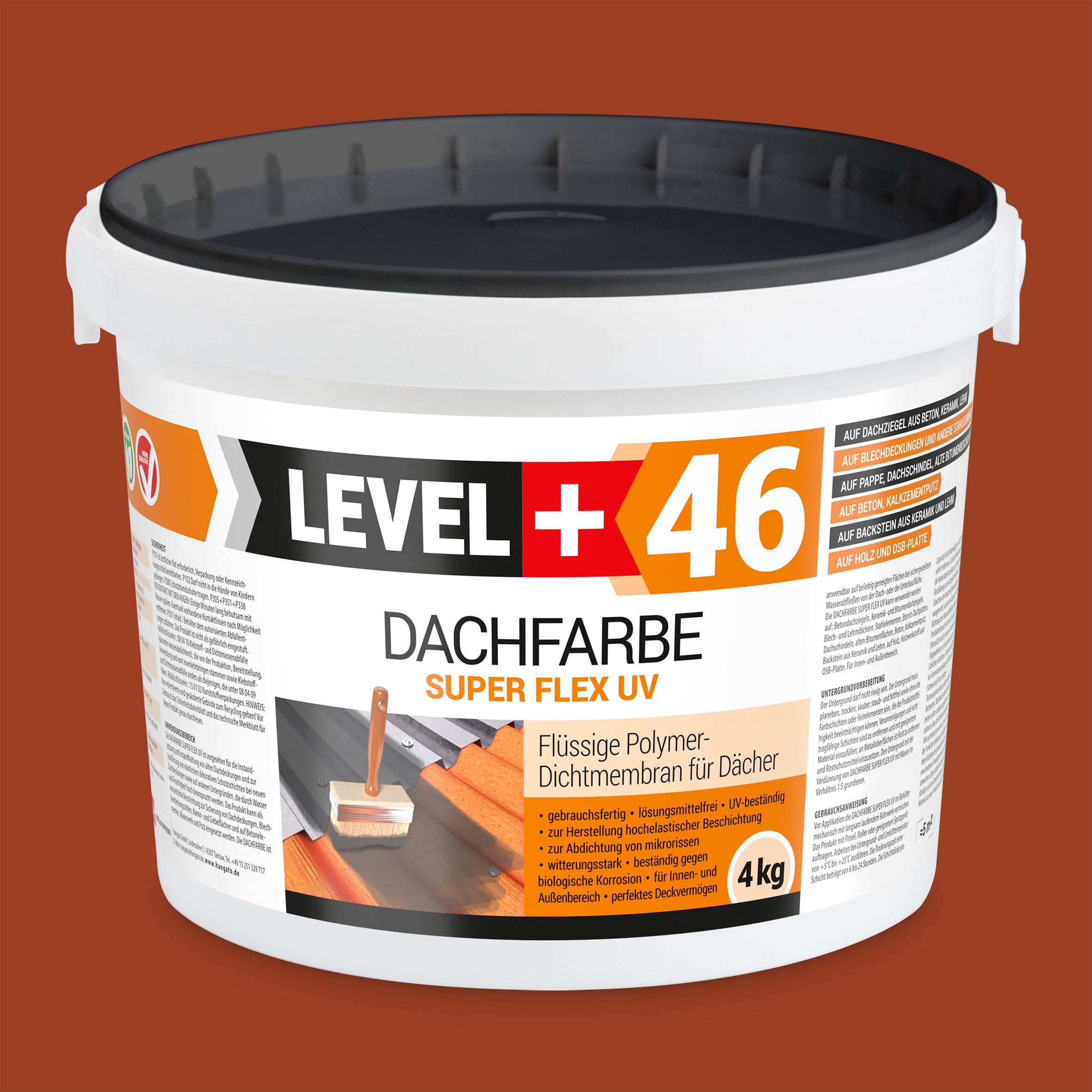 Vernice per tetti a membrana elastica RM46 ROSSO MATTONE - 4KG | Leroy ...